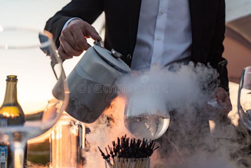 Two Glasses with Smoke from Liquid Nitrogen Stock Image - Image of ...