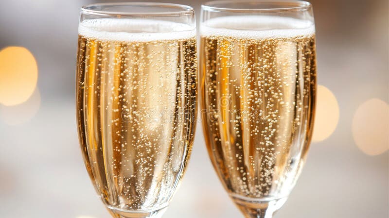 Two Glasses of Sparkling Champagne Ready for Celebration Stock ...