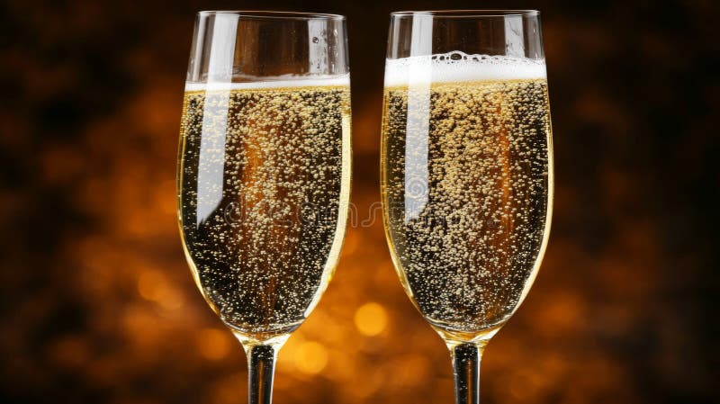 Two Glasses of Sparkling Champagne Toast Stock Illustration ...