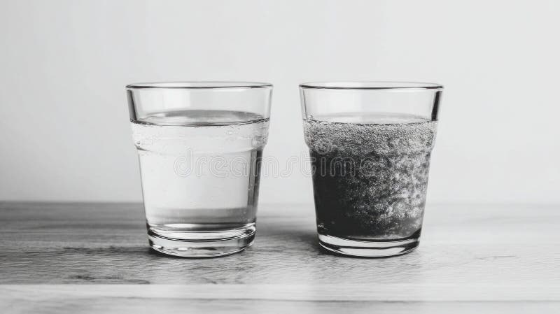 A Visual Comparison of Clean and Contaminated Water in Two Glasses Side ...