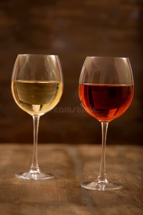Two Glasses of Different Wine Stock Image - Image of romantic, luxury ...