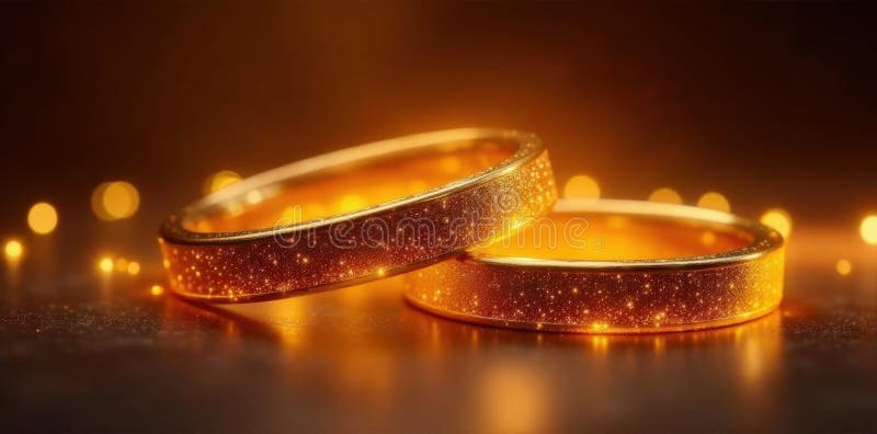 Two Gleaming Gold Bands, Warm Light Reflecting , Anniversary, Golden ...