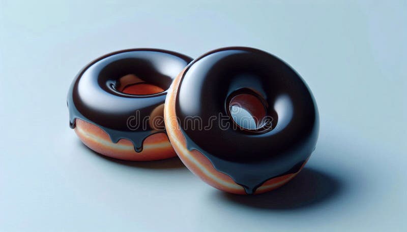 Two Glossy Chocolate-glazed Donuts with a Realistic 3D Rendering on ...