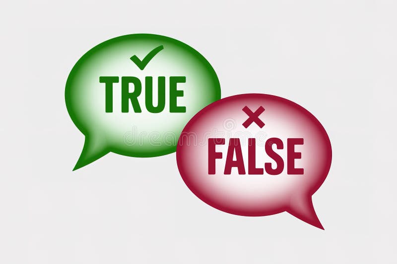 Two Glossy Speech Bubbles Display True with Check and False with Cross ...