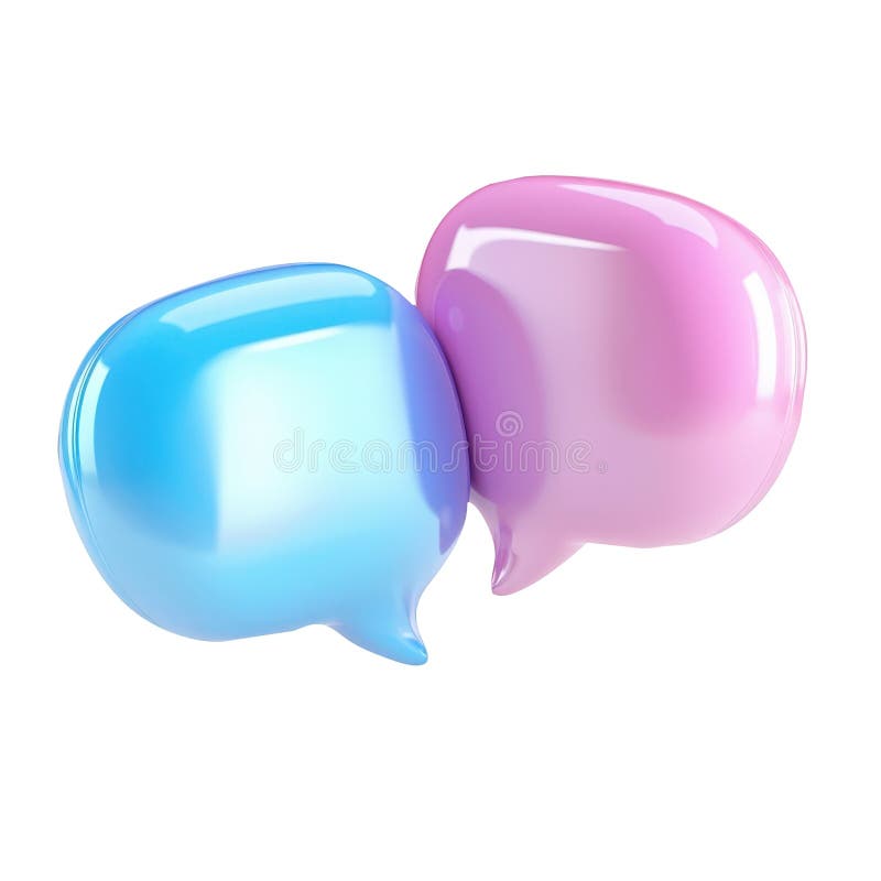 Two Glossy Speech Bubbles, One Blue and One Pink, Represent Online ...