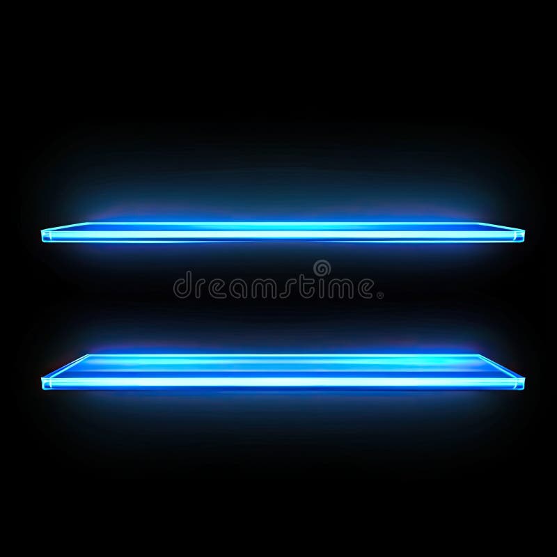 Two Glowing Blue Glass Shelves Isolated Stock Illustration ...