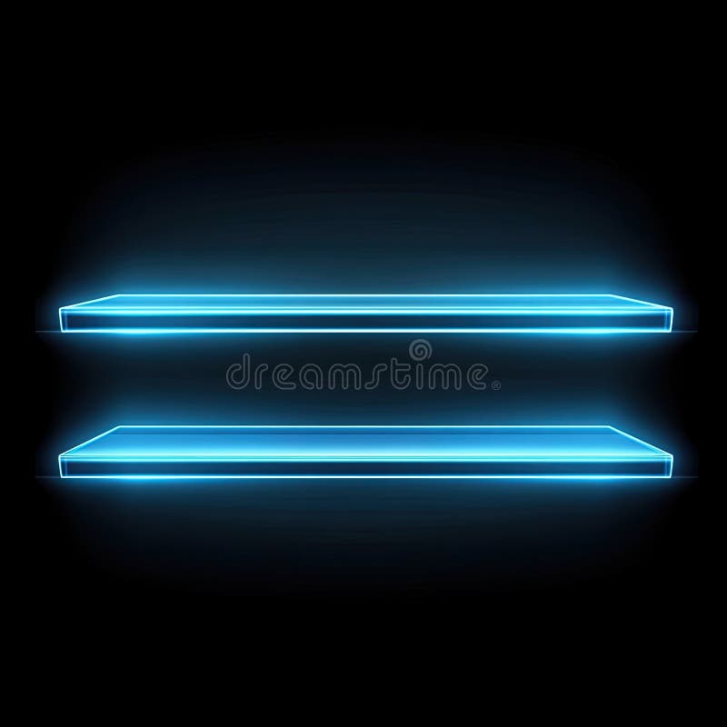Two Glowing Blue Shelves Isolated Stock Illustration - Illustration of ...
