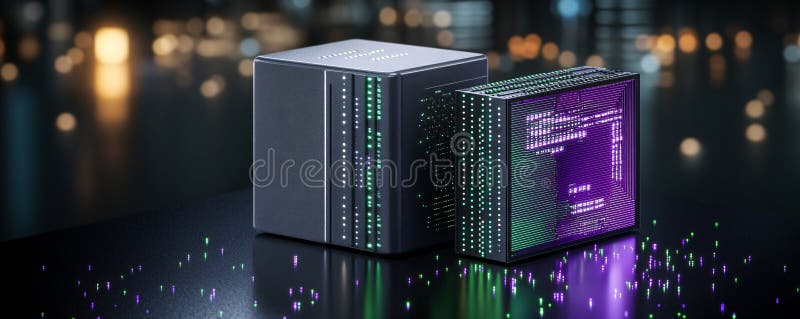 Futuristic Data Cubes AI Technology Network Server Digital Code ...