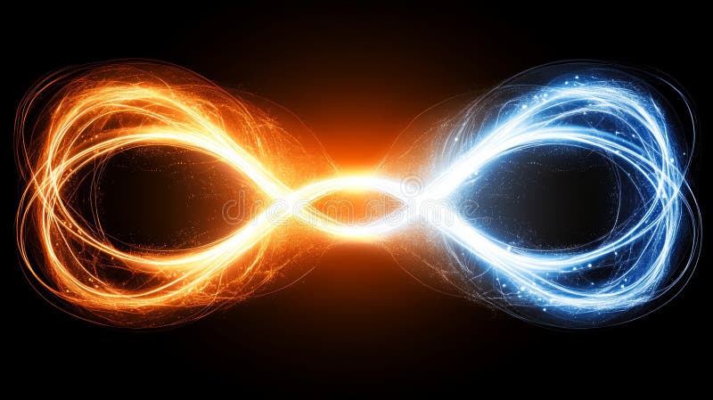 Two Glowing Infinity Symbols on a Black Background, Captivating ...