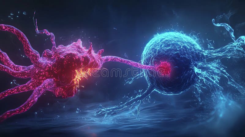 Two Glowing Neurons Connected by a Glowing Axon Stock Illustration ...