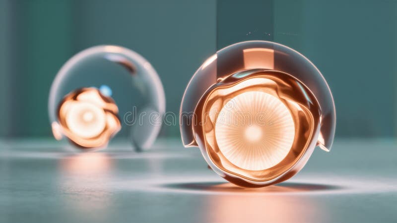 Two Glowing Objects on a Table with One of Them Being an Orange, AI ...