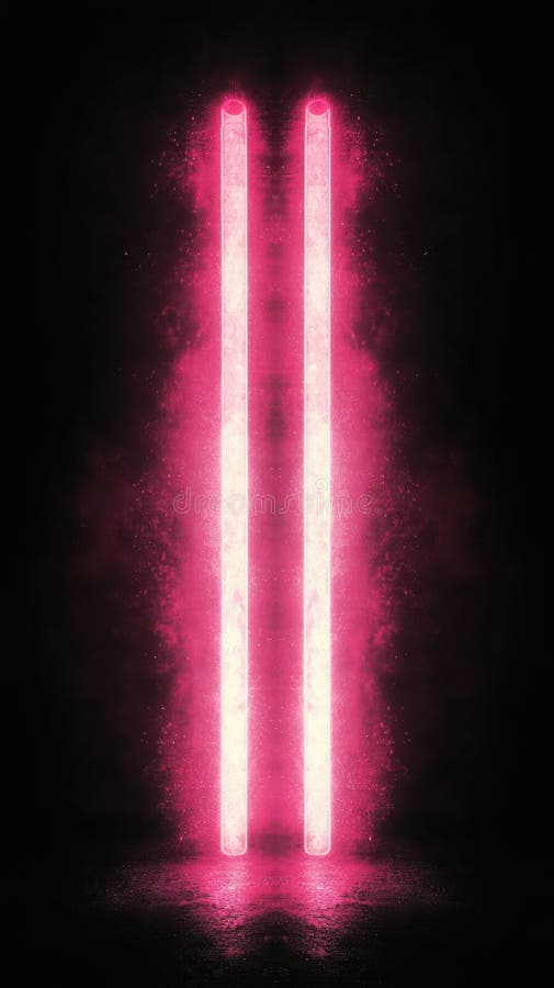 Two Glowing Pink Neon Lights Against a Dark Background, Creating a ...