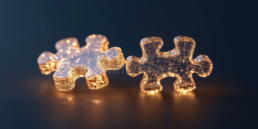 Two Glowing Puzzle Pieces Merging Together, Symbolizing Connection and ...