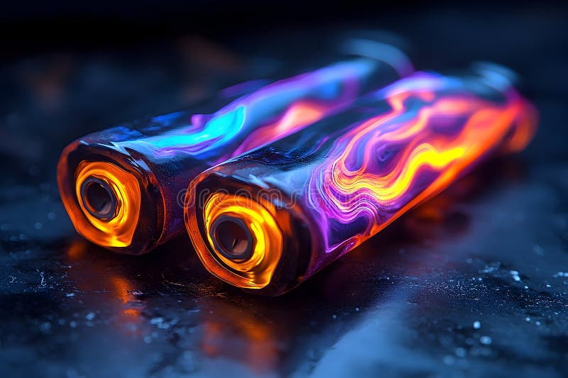 Neon Energy Cylinders stock illustration. Illustration of futuristic ...