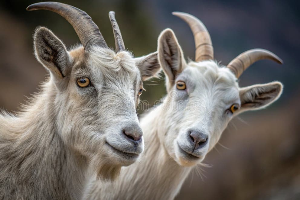 Two Goats Look at the Camera - Generated by Ai Stock Illustration ...
