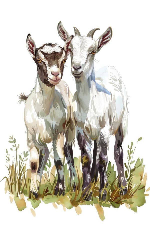 Two Goats Standing Together Stock Image - Image of outdoors, standing ...