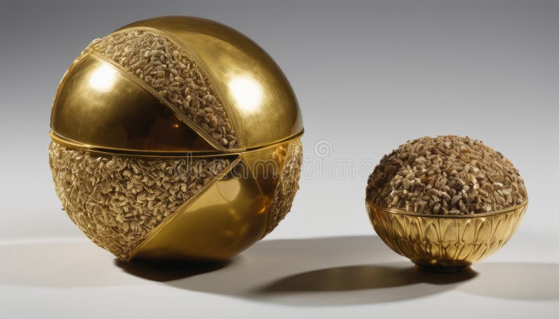 Two Gold Balls with Rice Inside Stock Illustration - Illustration of ...