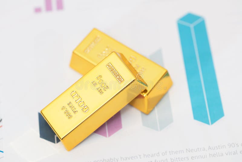 Two Gold Bars on Financial Documents Stock Photo - Image of still ...