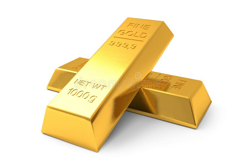 Two Gold Bars on a White Background Closeup. Stock Illustration ...