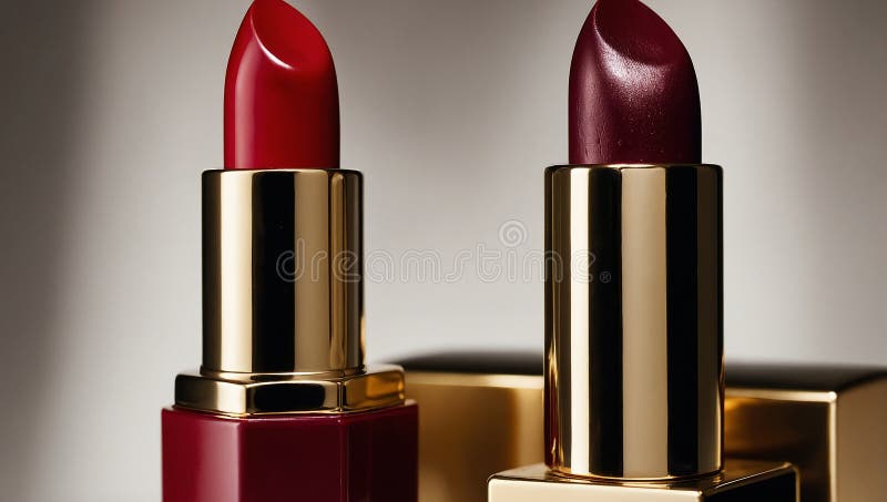 Two Gold-capped Lipsticks, One Red, One Burgundy. Stock Illustration ...