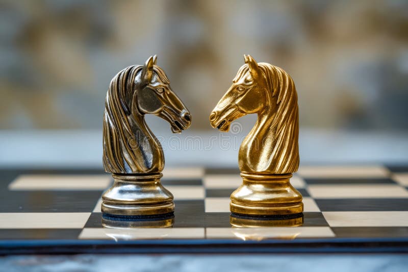 Two Gold Chess Pieces on a Chess Board. Generative AI Stock ...