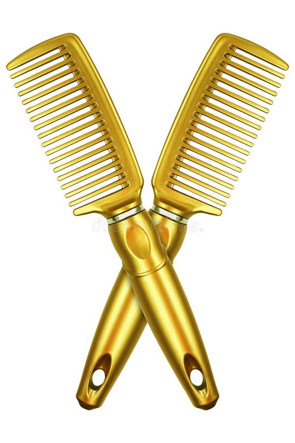 Two Gold Combs Isolated on White Stock Photo - Image of haircare ...