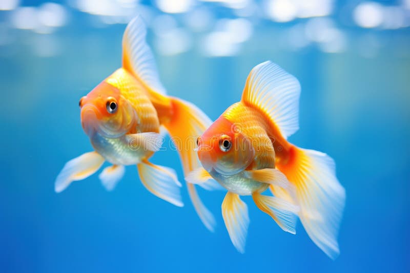Two Gold Fishes in Water. Generative AI Stock Illustration ...
