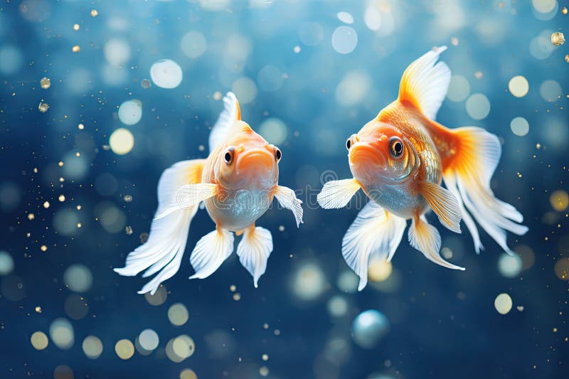 Two Gold Fishes in Water. Generative AI Stock Illustration ...
