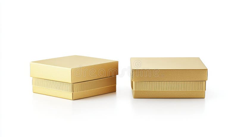 Two Gold Gift Boxes on White Background Stock Illustration ...