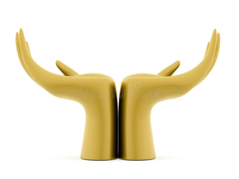 Two Gold Hands Rendered Isolated Stock Illustration - Illustration of ...