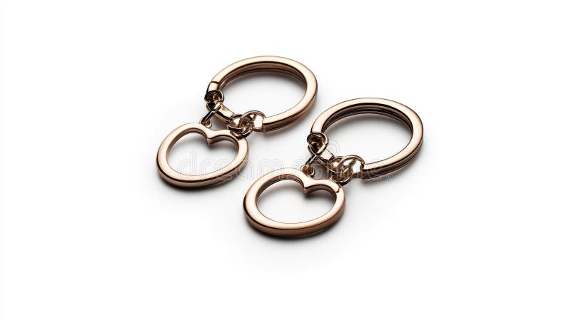 Two Gold Heart Keychains Lying on White Table Stock Illustration ...