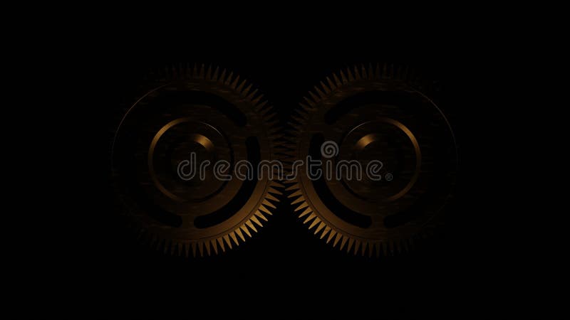 Two Gold Interlocking Gear Wheels with Detailed Mechanical 3D Design ...