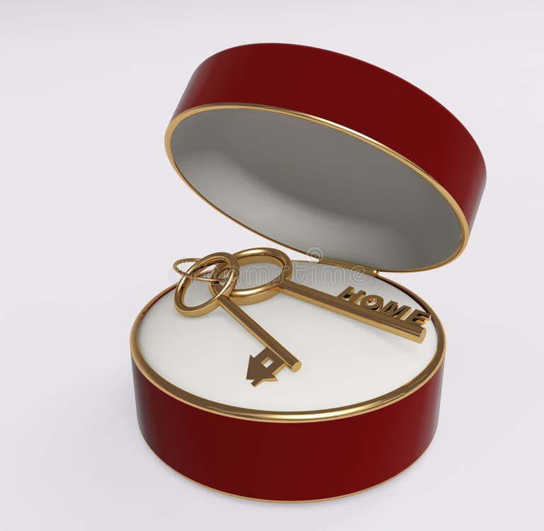 Two Gold Keys in a Satiny Box Stock Illustration - Illustration of ...