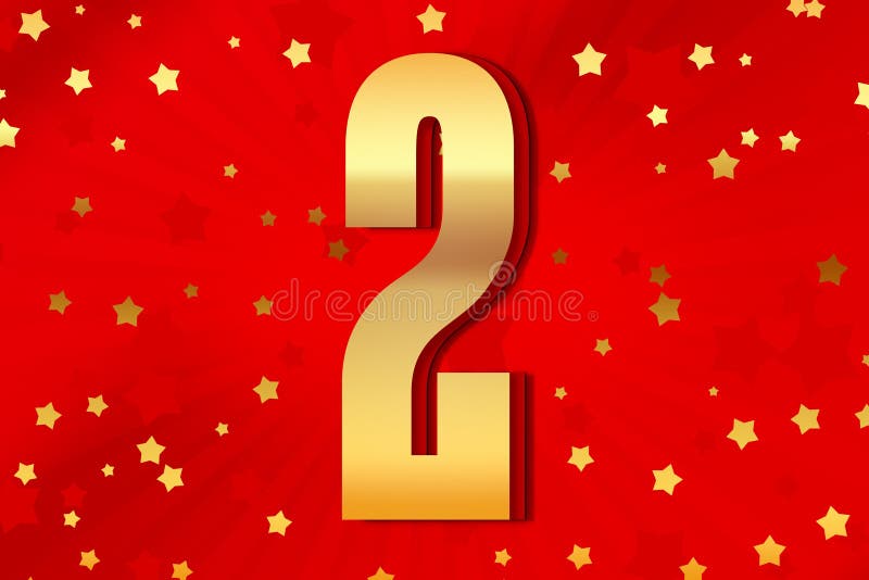 2 Two Gold Number Count Template Poster. Icon Year Stock Illustration ...