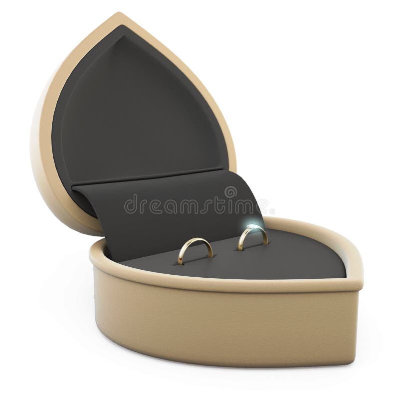Two Gold Rings in a Rings Box on a White Background. Stock Illustration ...