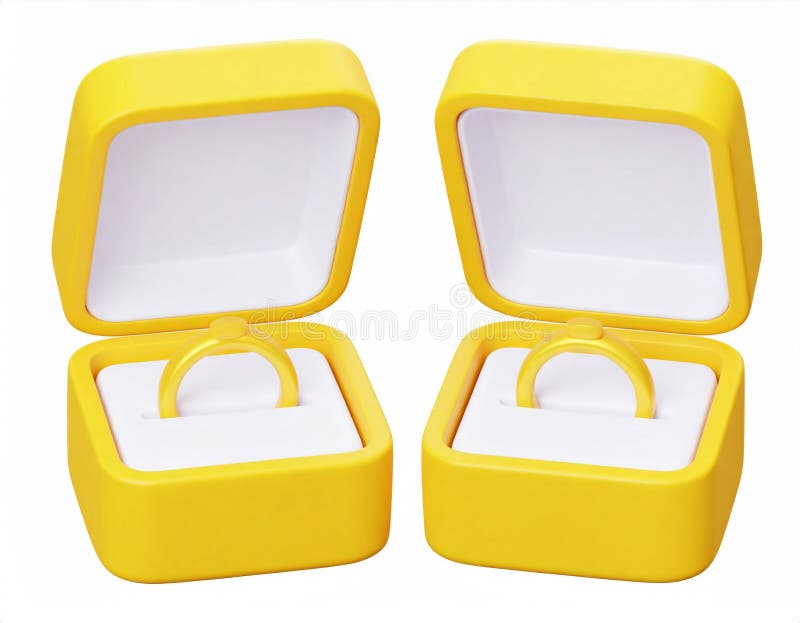 Two Gold Rings in Yellow Square Boxes Stock Illustration - Illustration ...