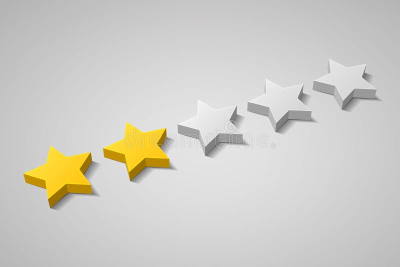 Two Gold Stars and Three Gray Stars are Over Gray Background Stock ...