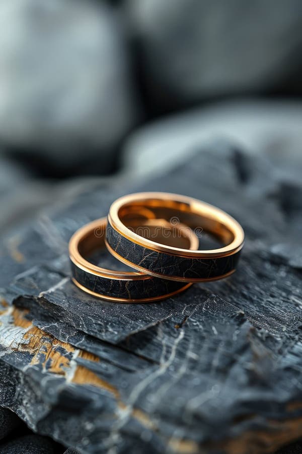 Two Gold Wedding Bands on a Casket. Gold Wedding Bands Stock Photo ...