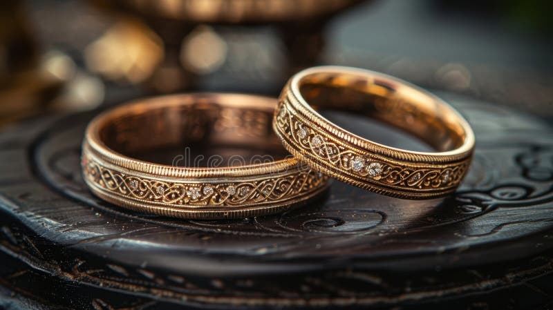 Two Gold Wedding Bands on a Casket. Gold Wedding Bands Stock Image ...