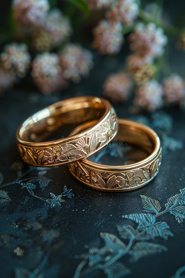 Two Gold Wedding Bands on a Casket. Gold Wedding Bands Stock Image ...
