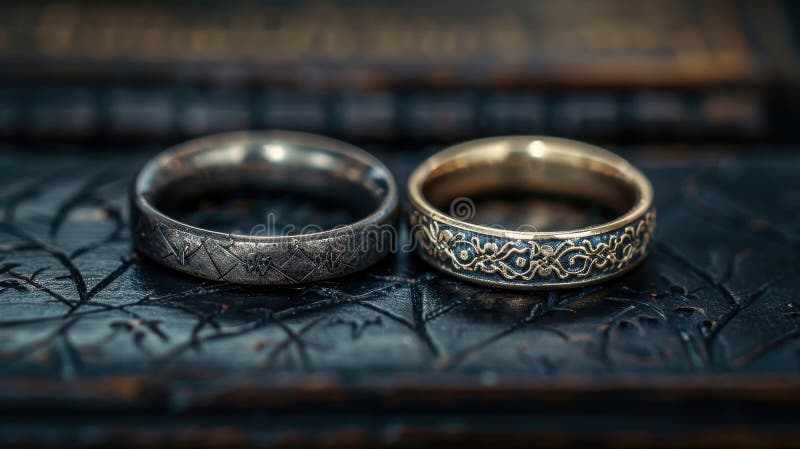 Two Gold Wedding Bands on a Casket. Gold Wedding Bands Stock Photo ...