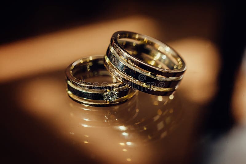 Two Gold Wedding Rings Close Up Stock Photo - Image of marry, luxury ...