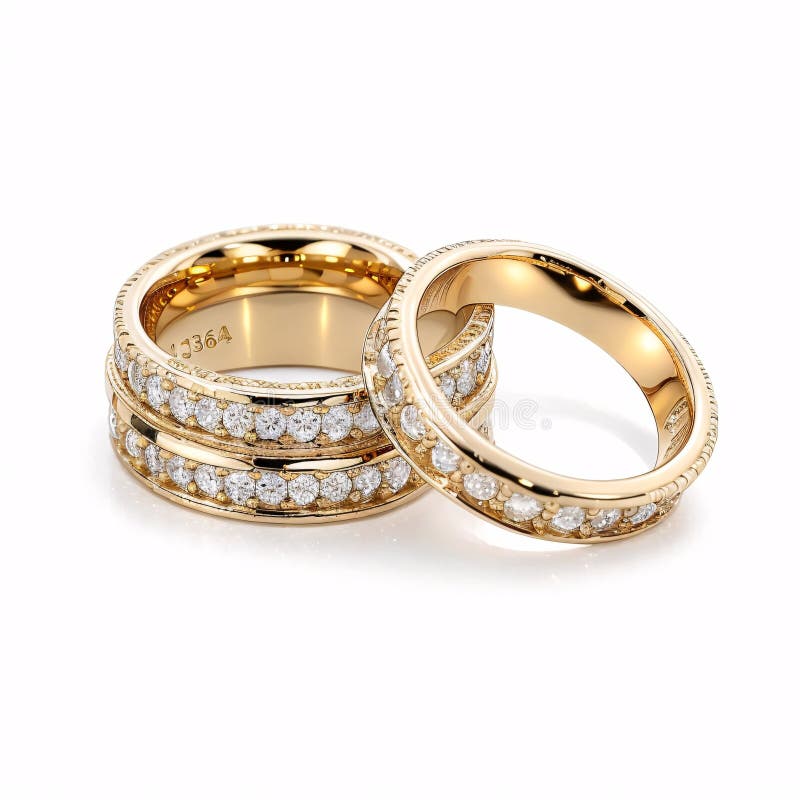 Two Gold Wedding Rings are in Front of a Pastel Bokeh Background, in ...