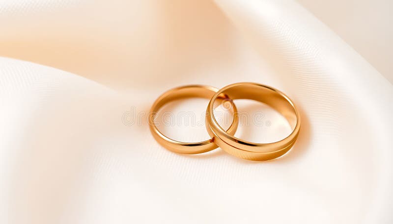 Gold Wedding Rings on White Fabric, Marriage and Commitment Symbol ...