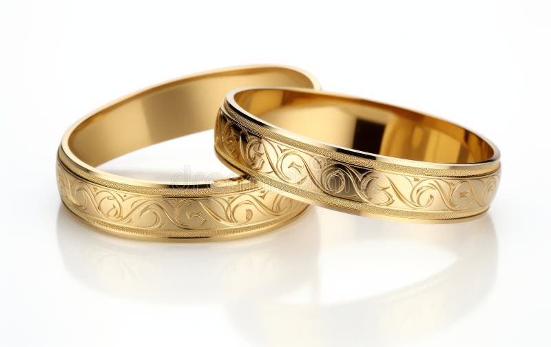 A Two Gold Wedding Rings Side by Side Stock Illustration - Illustration ...