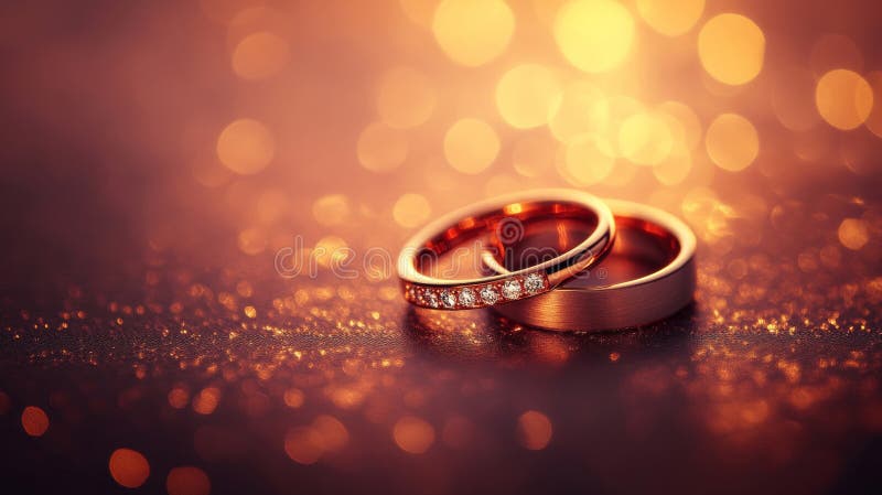Two Gold Wedding Rings Sparkle Brightly Stock Illustration ...