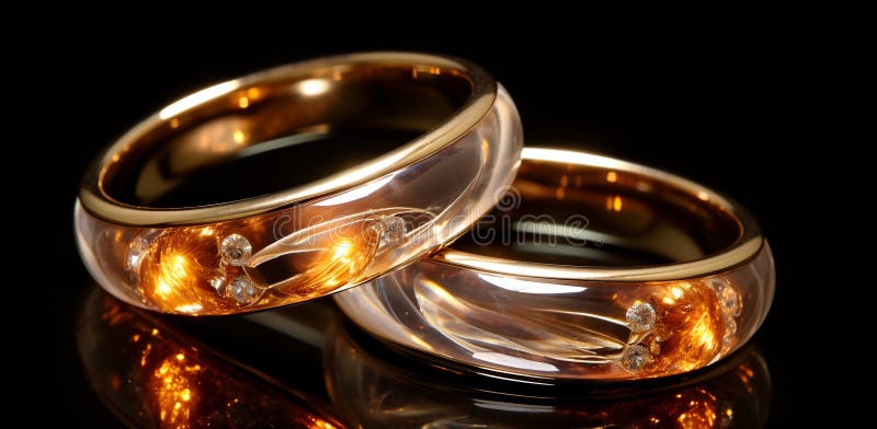 Two Gold Wedding Rings Stacked Stock Photo - Image of commitment ...