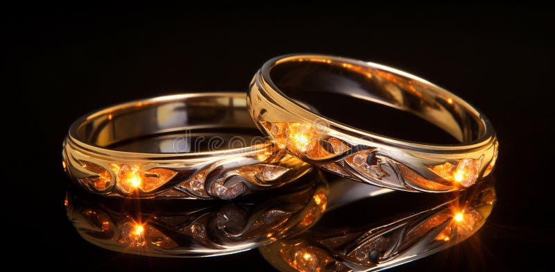 Two Gold Wedding Rings Together Stock Photo - Image of metal, wife ...