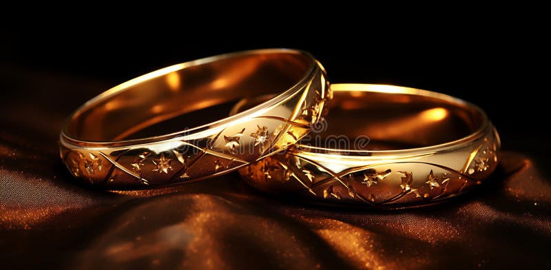 Two Gold Wedding Rings Together Stock Image - Image of love, wife ...