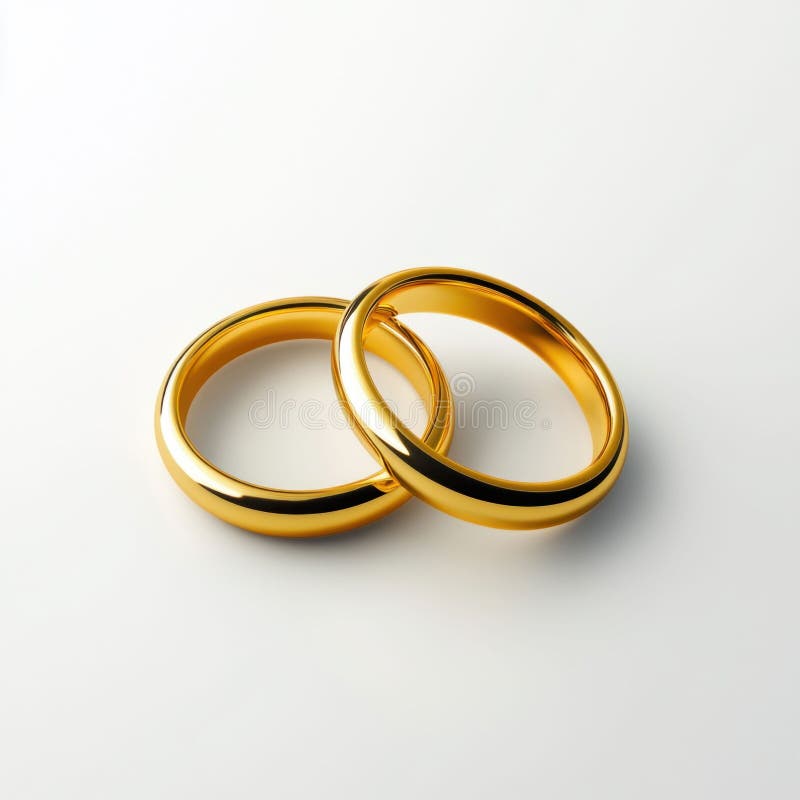 Two Gold Wedding Rings on White Background Stock Illustration ...